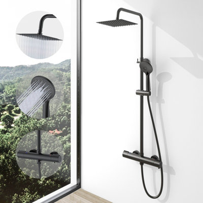 Simple Bathrooms 3-spray pattern Wall-mounted Matte Black effect ...