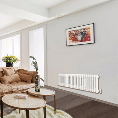 SIMPLE BATHROOMS 300x1190mm Cast Iron 2 Radiator Traditional White ...