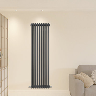 SIMPLE BATHROOMS Anthracite 1800x470mm Cast Iron 3 Radiator With ...