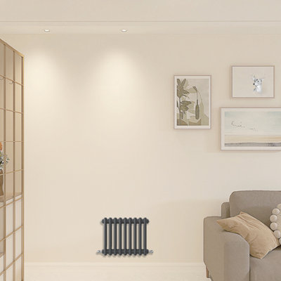 SIMPLE BATHROOMS Anthracite 300x425mm Cast Iron 2 Radiator With ...