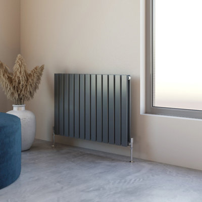 SIMPLE BATHROOMS Anthracite 600x884mm Flat Panel Radiator Double With ...