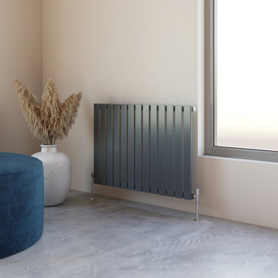 SIMPLE BATHROOMS Anthracite 600x884mm Flat Panel Radiator Single With ...