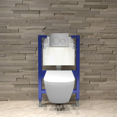 Simple Bathrooms Rimless Square Wall Hung Toilet & 0.82M Concealed Cistern