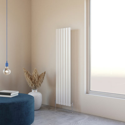 SIMPLE BATHROOMS White 1600x408mm Flat Panel Radiator Single With ...