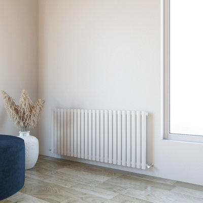 SIMPLE BATHROOMS White 600x1416mm Oval Column Radiator Single With ...