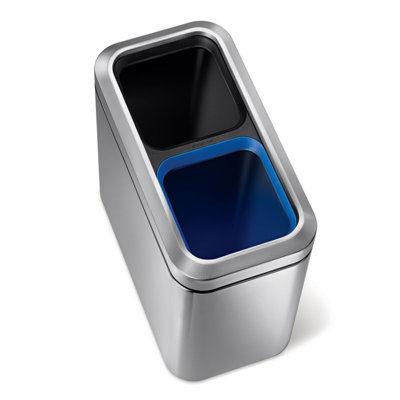 Simplehuman 20L Slim Open Recycling Bin, Commercial Office Bin, Brushed ...