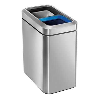 Simplehuman 20L Slim Open Recycling Bin, Commercial Office Bin, Brushed ...