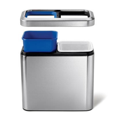 Simplehuman 20L Slim Open Recycling Bin, Commercial Office Bin, Brushed ...