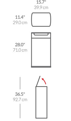 simplehuman 40L Rectangular Touch Bar Kitchen Bin, Stay Open Lid, Fingerprint-Proof, Brushed ...