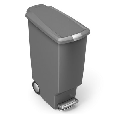 Simplehuman 40L Slim Pedal Kitchen Bin with Lid Lock, Grey Plastic