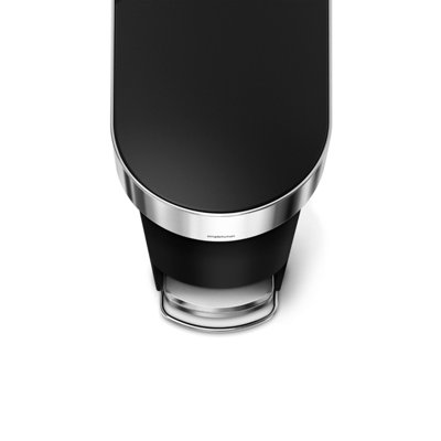 Simplehuman 40L Slim Pedal Kitchen Bin with Liner Rim, Black Plastic
