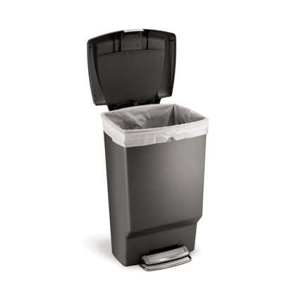 Simplehuman 45L Rectangular Pedal Kitchen Bin with Lid Lock, Grey Plastic