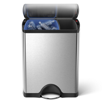 Simplehuman 46L Rectangular Recycling Kitchen Pedal Bin, Brushed ...