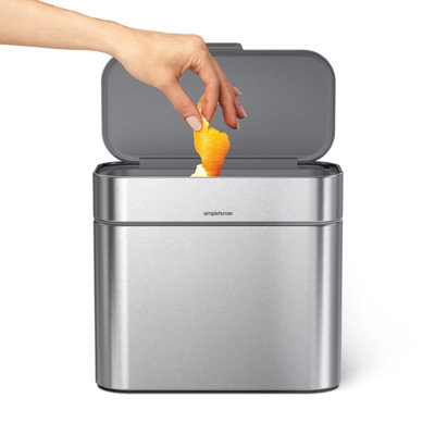 Simplehuman 4L Compost Caddy and Food Waste Bin, Brushed Stainless Steel