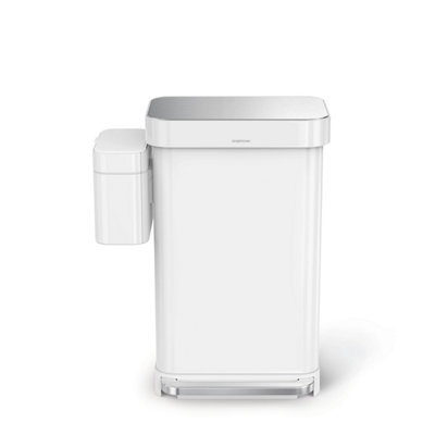 Simplehuman 4L Compost Caddy and Food Waste Bin, White Steel
