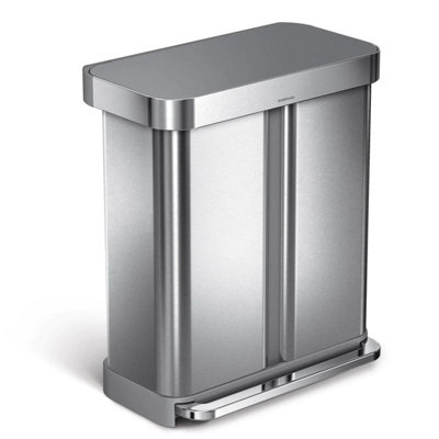 simplehuman 58L Dual Compartment Pedal Bin - Stainless Steel Recycling ...