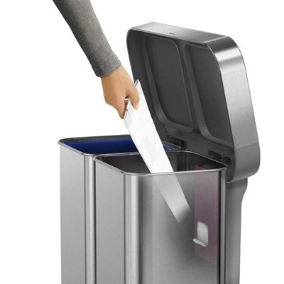 simplehuman 58L Dual Compartment Pedal Bin - Stainless Steel Recycling ...