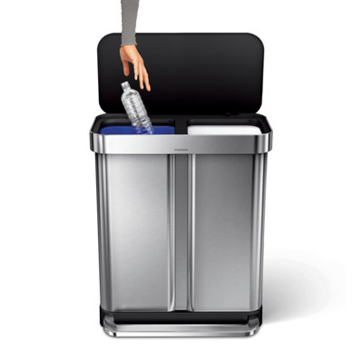 Simplehuman 58L Recycling Rectangular Pedal Bin with Liner Pocket ...