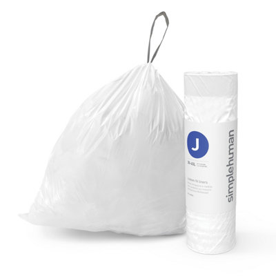 Simplehuman code J Custom Fit Bin Liner Bulk Roll Pack, White Plastic (8 Roll Pack of 30, Total ...