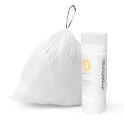 simplehuman code Q Custom Fit Bin Liner Bulk Roll Pack, White Plastic (8 Roll Pack of 30, Total ...