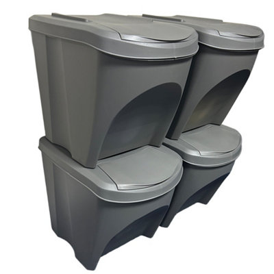 Simpler Recycling Stackinbin Set of 4 Small Parts Bins - 25L - Grey