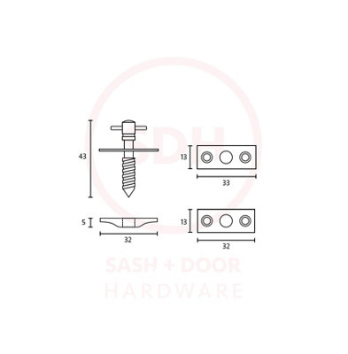 Simplex Brass Baton Rod Screw Long (43mm) - Antique Brass
