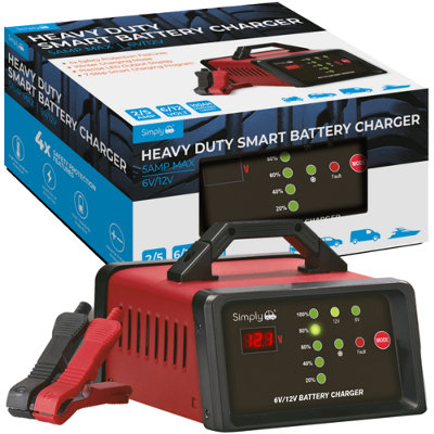 SIMPLY AUTO Smart Battery Charger 6/12V 5 Amp Premium Metals Cased Portable