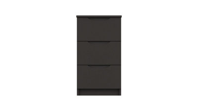 Sinata Gloss Three Drawer Bedside Table Graphite Gloss Gloss | DIY at B&Q