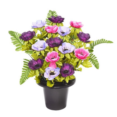 Sincere Floral Artificial Flower Front Facing Memorial Graveside Rose Bowl