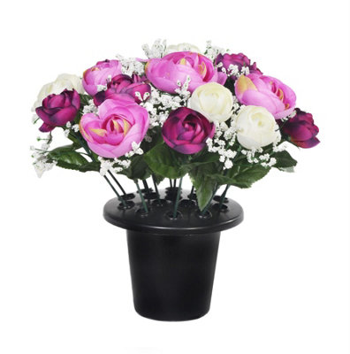 Sincere Floral Artificial Flower Memorial Graveside Rose Bowl