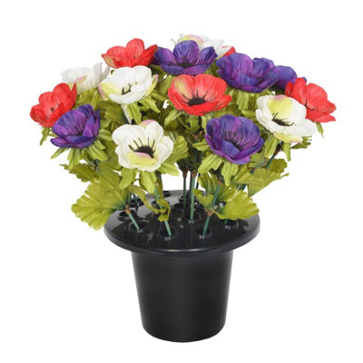Sincere Floral Artificial Flower Memorial Graveside Rose Bowl