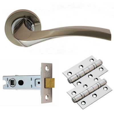 SINES DESIGNER LEVER ON ROUND ROSE DOOR PACK 2 HANDLES BALL BEARING ...