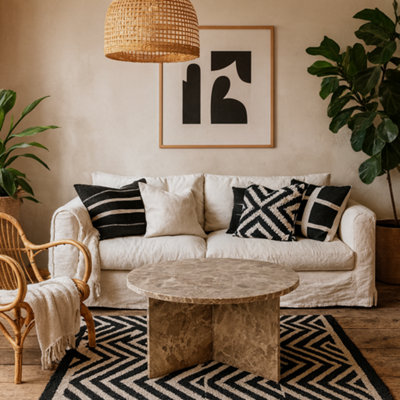 Singapore Latte Brown Marble Round Coffee Table 90 cm