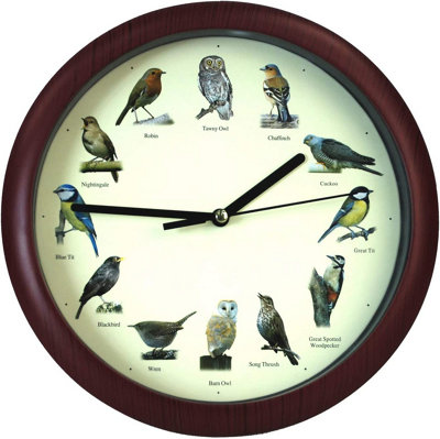 Singing British Bird Analogue Wall Clock 20cm Diameter