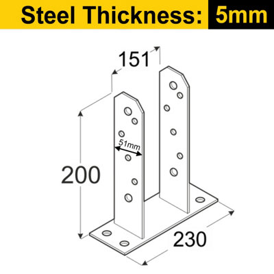 Single 150mm Heavy Duty Hot Dip Galvanised Bolt Down Pergola Post ...