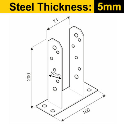 Single 70mm Heavy Duty Hot Dip Galvanised Bolt Down Pergola Post ...
