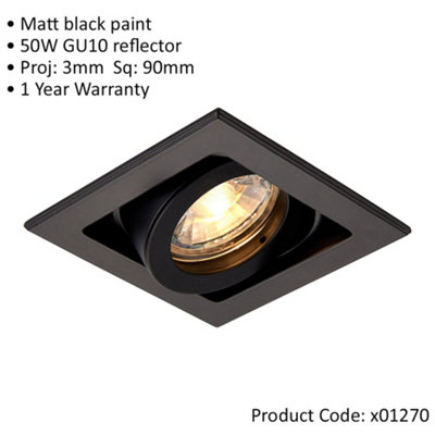Single Adjustable Recessed Boxed Downlight - 50W GU10 Reflector - Matt ...