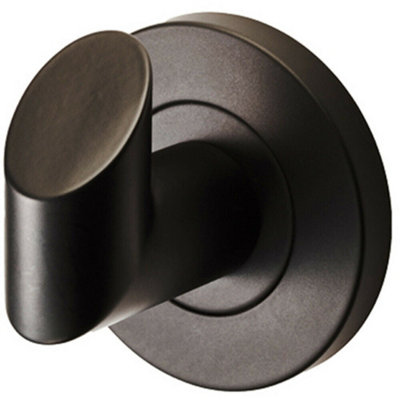 Single Bathroom Robe Hook on Concealed Fix Rose 44.5mm Proj Matt Black