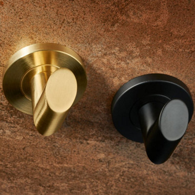 Single Bathroom Robe Hook on Concealed Fix Rose 44.5mm Proj Matt Black