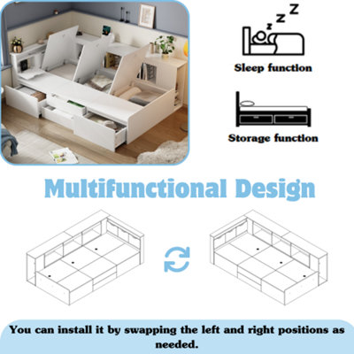Single Bed-3ft(90x190cm), single bed, multifunctional bed with drawers ...