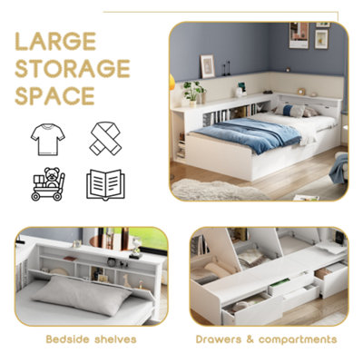 Single Bed-3ft(90x190cm), single bed, multifunctional bed with drawers ...