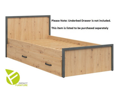 Single Bed Euro 90cm Frame Solid Wood Slats Dark Grey Artisan Oak ...