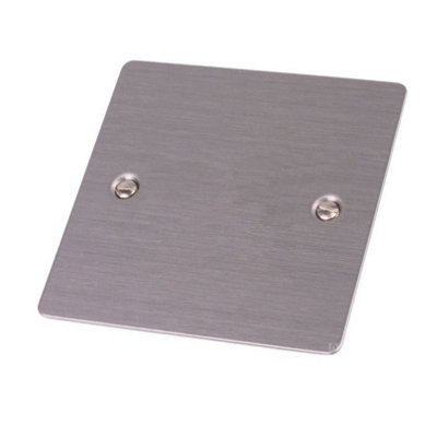 Single Blanking Plate 1 Gang Flat Plate Satin Brushed Stainless Steel Slim