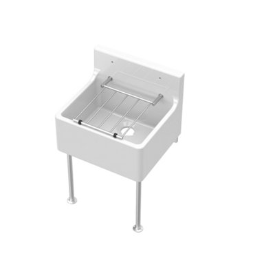 Single Bowl Fireclay Ceramic Cleaner Sink with Grill & Legs, 455 x 362 ...