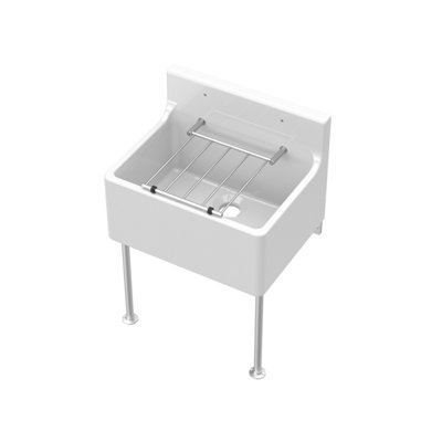 Single Bowl Fireclay Cleaner Sink with Grill & Legs, 515mm x 382mm x ...