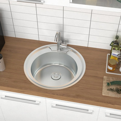 Single Bowl Round Modern Catering Inset Stainless Steel Kitchen Sink ...