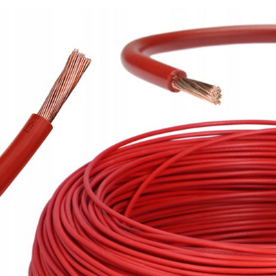 Single Core Red Stranded Flexible PVC Cable Wire 50Amp 6mm (6mm² Red, 3 ...