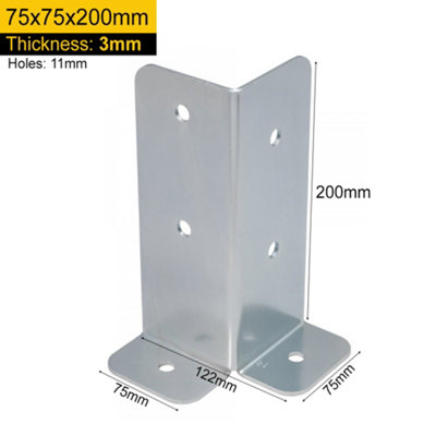 Single Corner Pergola Bolt Down Post Support - Fence Post Corner Bolt ...