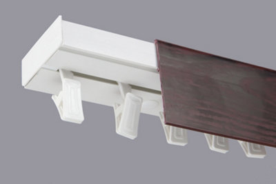 Single Curtain Ceiling Rail Track PCV 200 cm (L) CLIPS + MAHOGANY COVER