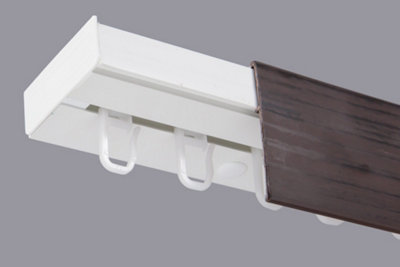 Single Curtain Ceiling Rail Track PCV 360 cm (L) HOOKS + WENGE COVER